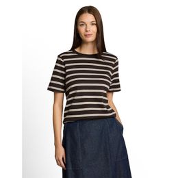 Tom Tailor Damen Tom Tailor Kurzarmshirt Sommershirt mit Prints und Rundhals braun 3XL
