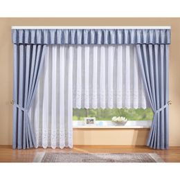 Stickereien Plauen Gardine &raquo;Alena&laquo; Kr&auml;uselband 1 Stk. tlg. veredelt mit echter Plauener Spitze Stickerei wei&szlig; Polyester 125cm, Kr&auml;uselband, 300cm
