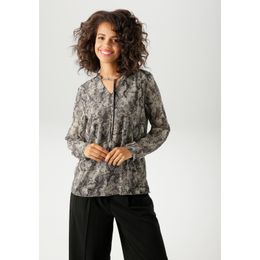 Aniston Casual Damen Aniston CASUAL Schlupfbluse mit trendigem Schlangendruck - jedes Teil ein Unikat gold 42