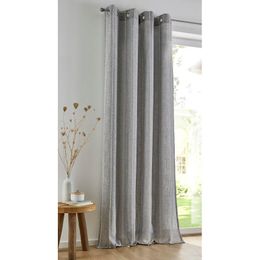 Kutti Vorhang &raquo;Raya&laquo; &Ouml;sen 1 Stk. tlg. mit praktischen &Ouml;sen, blickdicht und abdunkelnd grau Leinenstruktur, Polyester 145cm, &Ouml;sen, 130cm