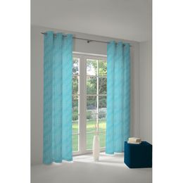 Adam Vorhang &raquo;Argentinian Criolla&laquo; &Ouml;sen 1 Stk. tlg. aus 100% Bio-Baumwolle blau Jacquard, Baumwolle (Bio-Baumwolle) 145cm, &Ouml;sen, 145cm