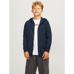 Jack & Jones Jack & Jones Junior Jungen Sweatjacke &raquo;JJEBRADLEY kombinierbar, mit Kapuze, pflegeleicht&laquo; unifarben, casual, regular fit, Sweatware, Kapuze blau 176