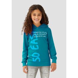 Kidsworld M&auml;dchen Kidsworld Kapuzenshirt &raquo;SO EASY - Print&laquo; Langarm, Basic-Passform, mit modischen Drucken blau 152/158