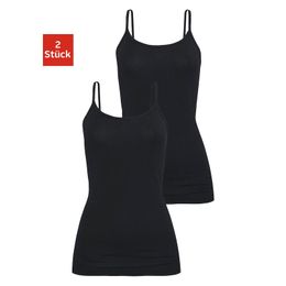 H.I.S. H.I.S Damen Unterhemd 2er-Pack, aus elastischer Baumwoll-Qualit&auml;t, Spaghettitr&auml;ger-Top, Unterziehshirt schwarz 40/42, N-Gr