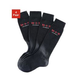 H.I.S. H.I.S Herren Kniestr&uuml;mpfe &raquo;Kinder Damen Herren Kniestr&uuml;mpfe nat&uuml;rliche Baumwolle&laquo; Packung, 4 Stk. tlg. mit verst&auml;rkten Belastungszonen schwarz 23-26