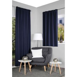 Home Wohnideen Vorhang &raquo;ESKAMIO&laquo; Multifunktionsband 1 Stk. tlg. Thermo, Blickdicht, Leinenstruktur, &Uuml;berbreite blau Polyester 245cm, 