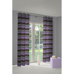 WIRTH Vorhang &raquo;Menorca&laquo; &Ouml;sen 1 Stk. tlg. lila Baumwolle, Polyester 145cm, &Ouml;sen, 135cm