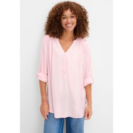 bonprix Damen bonprix Tunika &raquo;Tunikabluse aus softer Viskose&laquo; Casual Stil, Regular Fit, mit Rundsaum, mit Knopfleiste rosa 48
