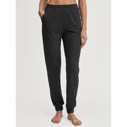 Calida Damen Calida Pyjamahose &raquo;Favourites Journey&laquo; gepunktet, seitliche Taschen, Single Jersey Qualit&auml;t, atmungsaktiv schwarz S (40/42), N-Gr