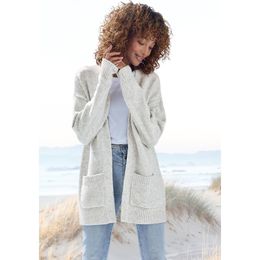 Vivance Damen Strickjacke Set, mit Schal, aus kuscheliger Strickqualit&auml;t, Cardigan wei&szlig; 36/38