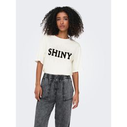 Only Damen Only Kurzarmshirt &raquo;ONLSANNI S/S STONES TOP BOX JRS&laquo; wei&szlig; S (36)