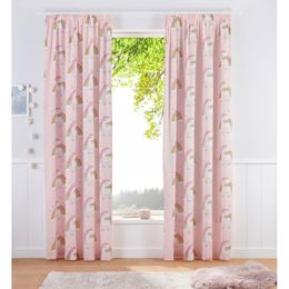 OTTO home Gardine &raquo;EINHORN&laquo; Kr&auml;uselband 1 Stk. tlg. Kindergardine, bedruckt, halbtransparent, Einh&ouml;rner, Regenbogen pink Baumwolle, Polyester 145cm, 
