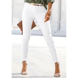 Lascana Damen Lascana 7/8-Jeggings &raquo;aus weichem Stretch-Denim&laquo; in Skinny-Form, Stretch-Denim, Basic, Sommerhose wei&szlig; 38, N-Gr