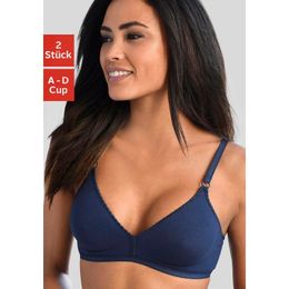 Petite Fleur By Lascana Damen petite fleur by Lascana Bralette-BH Packung, ohne B&uuml;gel, Baumwollqualit&auml;t, Packung, bequemer BH blau 75, Cup D