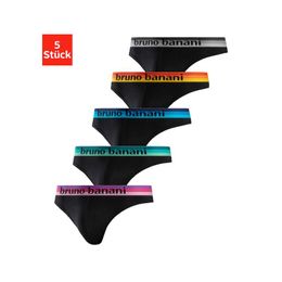 Bruno Banani Herren String Packung, 5 Stk. mit Streifen Logo Webbund bunt L, 5 Stk.