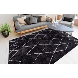 Calo-deluxe Hochflor-Teppich &raquo;Elvar-4000&laquo; rechteckig 27 mm H&ouml;he besonders weich durch Microfaser, Wohnzimmer grau Kunstfaser B : 80cm 1 Stk., 27mm, L: