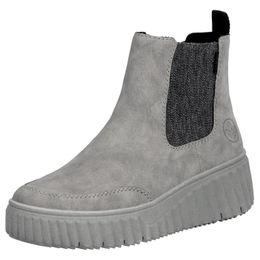 Rieker Damen Chelseaboots , Schlupfboots, Keilstiefelette mit Anziehlasche grau 43