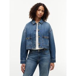 Tommy Hilfiger Damen Jeansjacke &raquo;CROPPED JACKET CAM MID&laquo; ohne Kapuze aus Baumwolle, verk&uuml;rzte Form blau XS (34)