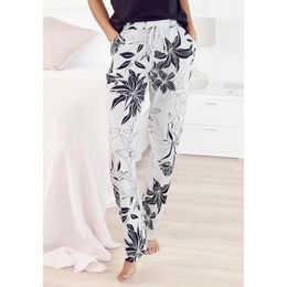 Lascana Damen Lascana Schlafhose mit floralem Druck beige 32/34, N-Gr