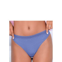 Lascana Damen Lascana String &raquo;Freya&laquo; aus Spitze in Leo-Optik mit modischem Bund, sexy Dessous blau 32/34