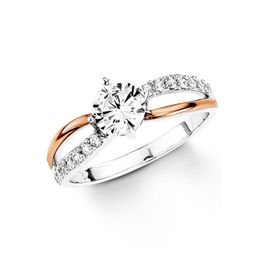 Amor Damen Silberring &raquo;Schmuck Geschenk, Fingerring Verlobung&laquo; mit Zirkonia (synth.) rosa 56, Silber 925 (Sterlingsilber), 5mm