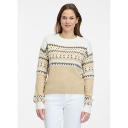 Ragwear Damen Rundhalspullover &raquo;OSLANA&laquo; mit Jacquard Strickmuster, Rundhals, normale Passform beige M