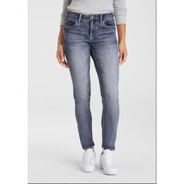 H.I.S. H.I.S Damen 5-Pocket-Jeans &raquo;ariaMS&laquo; normale Leibh&ouml;he, R&ouml;hrenjeans, mit Used-Waschung, 5-Pocket-Style blau 34, L&auml;nge 32