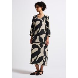 Street One Damen Street One Midikleid Ohne Taschen mit grafischem Muster und 3/4 -Arm grau 36, N-Gr
