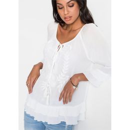 bonprix Damen bonprix Tunika 1 A-Linien-Passform, mit 3/4-&Auml;rmeln, gleichfarbige Stickerei 38