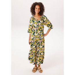 Aniston Casual Damen Aniston CASUAL Sommerkleid mit farbenfrohen Bl&uuml;tendruck - jedes Teil ein Unikat 44, N-Gr
