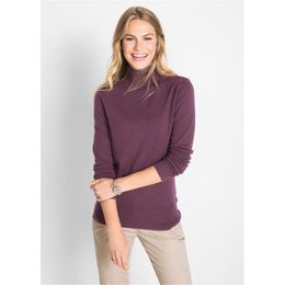 bonprix Damen bonprix Rollkragenpullover &raquo;Feinstrick-Rollkragenpullover&laquo; aus Baumwollmischung, mit hohem Rollkragen, schmale Passform lila 44/46 (L)