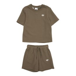 adidas originals Set 'LOOSE WAFFLE SHORT T-SHIRT' M&auml;dchen Gr&ouml;&szlig;e 110 oliv