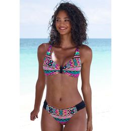 Buffalo Damen Triangel-Bikini mit farbenfrohen Design pink 38, Cup C/D