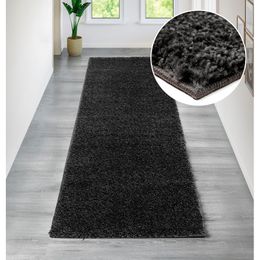 Bruno Banani L&auml;ufer &raquo;Shaggy Soft&laquo; rechteckig 30 mm H&ouml;he L&auml;ufer, Br&uuml;cke, gewebt, Uni-Farben, besonders weich grau Kunstfaser B : 67cm 1 Stk., 30mm, L: 230cm