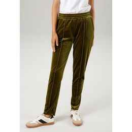 Aniston Casual Damen Aniston CASUAL Schlupfhose aus edlem, gl&auml;nzenden Samt gr&uuml;n 36, N-Gr
