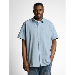 Tom Tailor Plus Herren Tom Tailor PLUS Kurzarmhemd mit Minimalprint - Gro&szlig;e Gr&ouml;&szlig;en blau 5XL, N-Gr