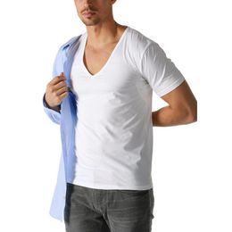 Mey Herren Unterziehshirt &raquo;Dry Cotton Functional&laquo; Kurzarm, tiefem V-Ausschnitt, Single Jersey, mit extra-langem R&uuml;cken wei&szlig; 4, N-Gr