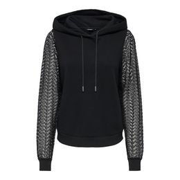 Only Damen Only Kapuzensweatshirt &raquo;ONLKELLY L/S LACE HOODIE CS JRS&laquo;, Baumwollmischung, regular fit schwarz XL