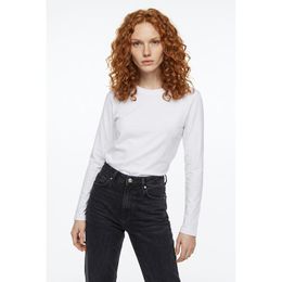 V&eacute;ro Moda Vero Moda Damen Langarmshirt &raquo;VMPAULINA LS T-SHIRT GA JRS NOOS&laquo; Baumwolle, regular fit wei&szlig; S