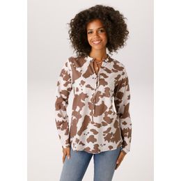 Aniston Casual Damen Aniston CASUAL Schlupfbluse mit topaktuellen Kuh-Flecken - jedes Teil ein Unikat braun 48