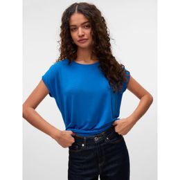 V&eacute;ro Moda Vero Moda Damen T-Shirt &raquo;VMAVA PLAIN SS TOP JRS NOOS&laquo; Materialmix, regular fit blau M