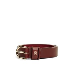 Tommy Hilfiger Damen Lederg&uuml;rtel &raquo;ESSENTIAL EFFORTLESS 2.5 cm breit GOLD&laquo; Logoemblem, weiche Haptik, ovale Einfachdornschlie&szlig;e 125