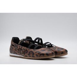 Replay Damen Sneaker Ballerinas Slipper, Sommerschuh, Riemchenballerina in aktueller Leo-Optik braun 38