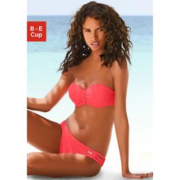 Buffalo Damen B&uuml;gel-Bandeau-Bikini trendiger Look, mit abnehmbaren Tr&auml;gern, mit geflochtenen Details rot 40, Cup C