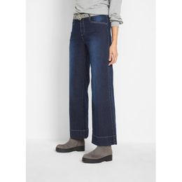 bonprix Damen bonprix Weite Jeans &raquo;Wide Leg Jeans Mid Waist, Stretch&laquo; Loose Fit Passform, mit Five-Pocket Style, leicht ausgestelltes Bein blau 54, N-