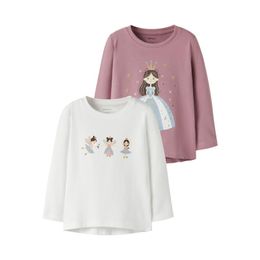 name it M&auml;dchen T-Shirt &raquo;NMFVIX 2P LS TOP&laquo; Packung, 2er-Pack, 2 Baumwollmischung, Druck 98
