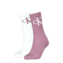 Calvin Klein Jeans Damen Socken &raquo;CKJ WOMEN SOCK 2P MONOGRAM&laquo; 2 Paar, 2 Paar tlg. mit extra breitem B&uuml;ndchen, Cotton-Mix, elastisch 39-42