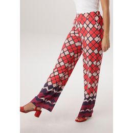 Aniston Selected Damen Aniston SELECTED Schlupfhose ausgefallener Rautenmusterung und Eingriffstaschen bunt 40, N-Gr