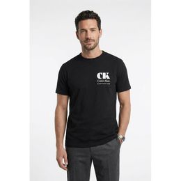 Calvin Klein Jeans Herren T-Shirt Rundhalsausschnitt, reine Baumwolle, gro&szlig;er R&uuml;ckendruck schwarz L