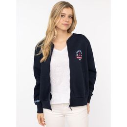 Zwillingsherz Damen Sweatjacke &raquo;"Meine Heimat"&laquo; maritime Stickerei, Rei&szlig;verschluss, Rippb&uuml;ndchen, Taschen S/M